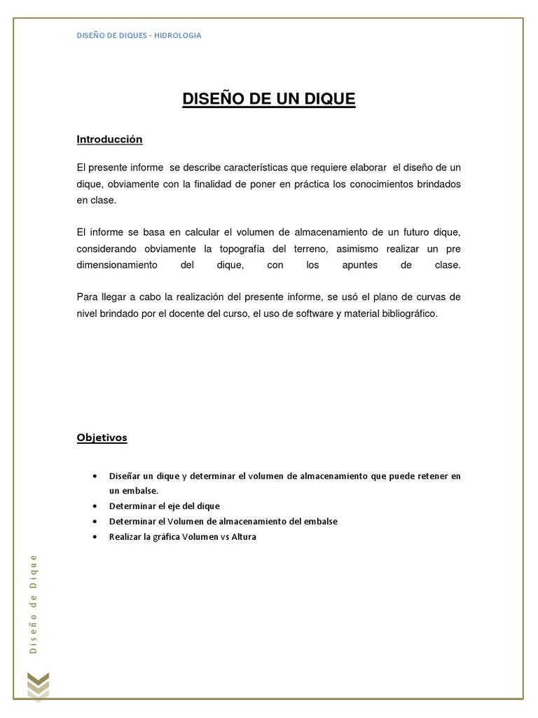 Diseño y características de diques | PDF | Represa | Reservorio