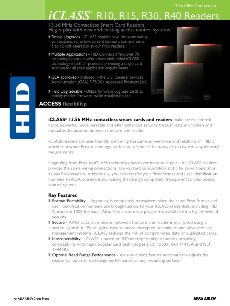 Iclass Series Data Sheet | PDF | Access Control | Smart Card