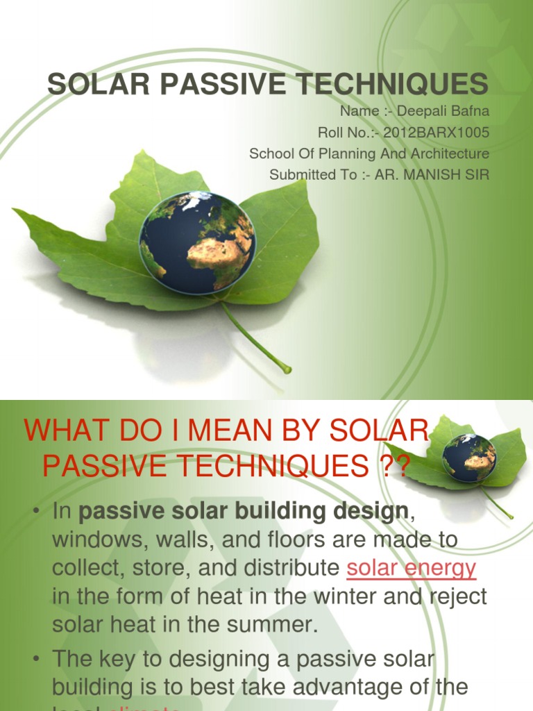 Solar Passive Techniques | PDF | Solar Energy | Building Insulation