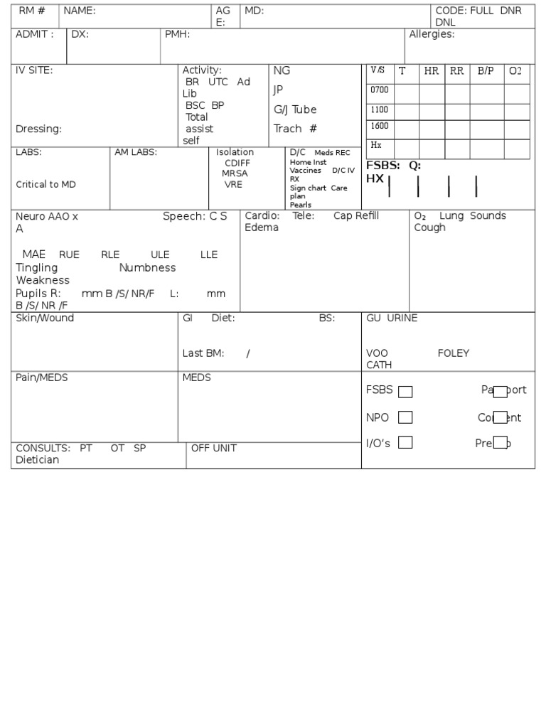 1 Patient Brain Sheet | PDF