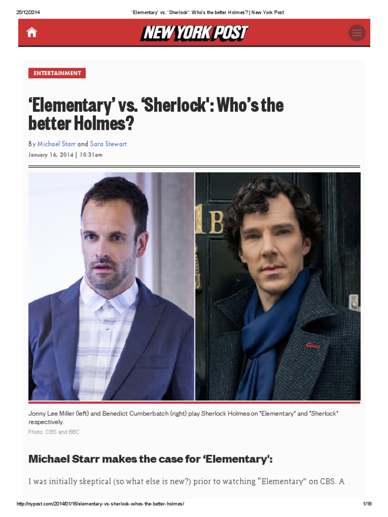 Elementary' Vs | PDF | Sherlock (TV Series) | Sherlock Holmes