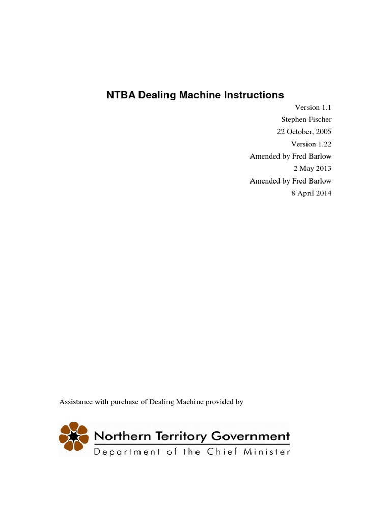 NTBA Dealing Machine Instructions | PDF | Icon (Computing) | System ...
