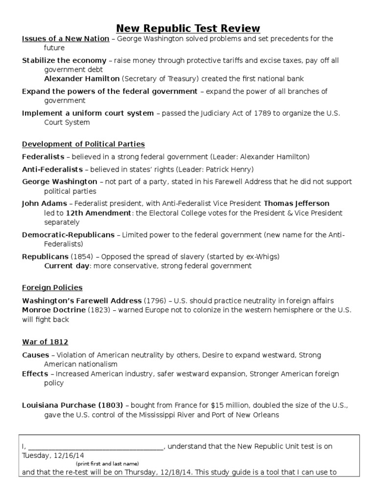 Unit 4 Test Review Complete | PDF | Federalist Party | Alexander Hamilton