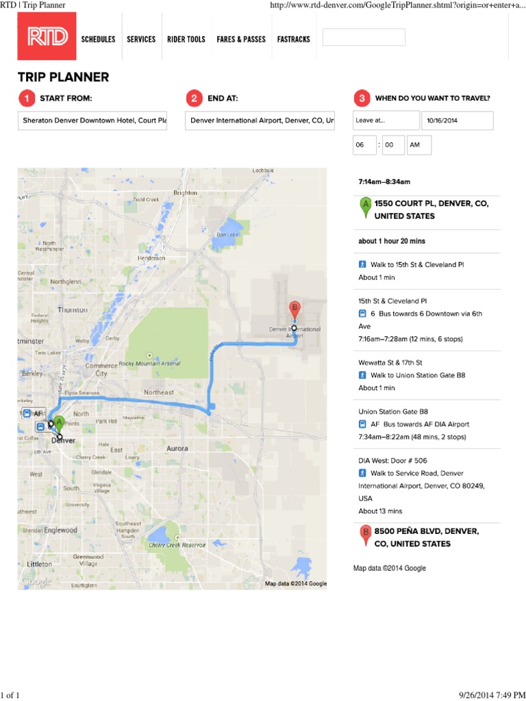 RTD - Trip Planner - Denver | PDF