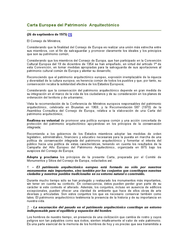 Carta Europea Del Patrimonio - PD | PDF
