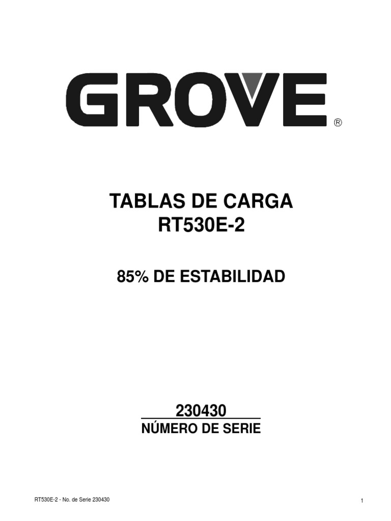 Grua Grove 530e 2 Tabla de Carga | PDF | Grúa (máquina) | Neumático