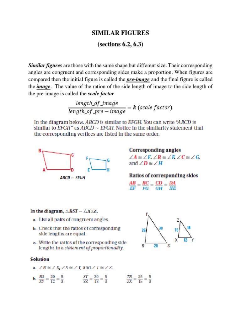 Notes Similar Figures | PDF | Area | Shape