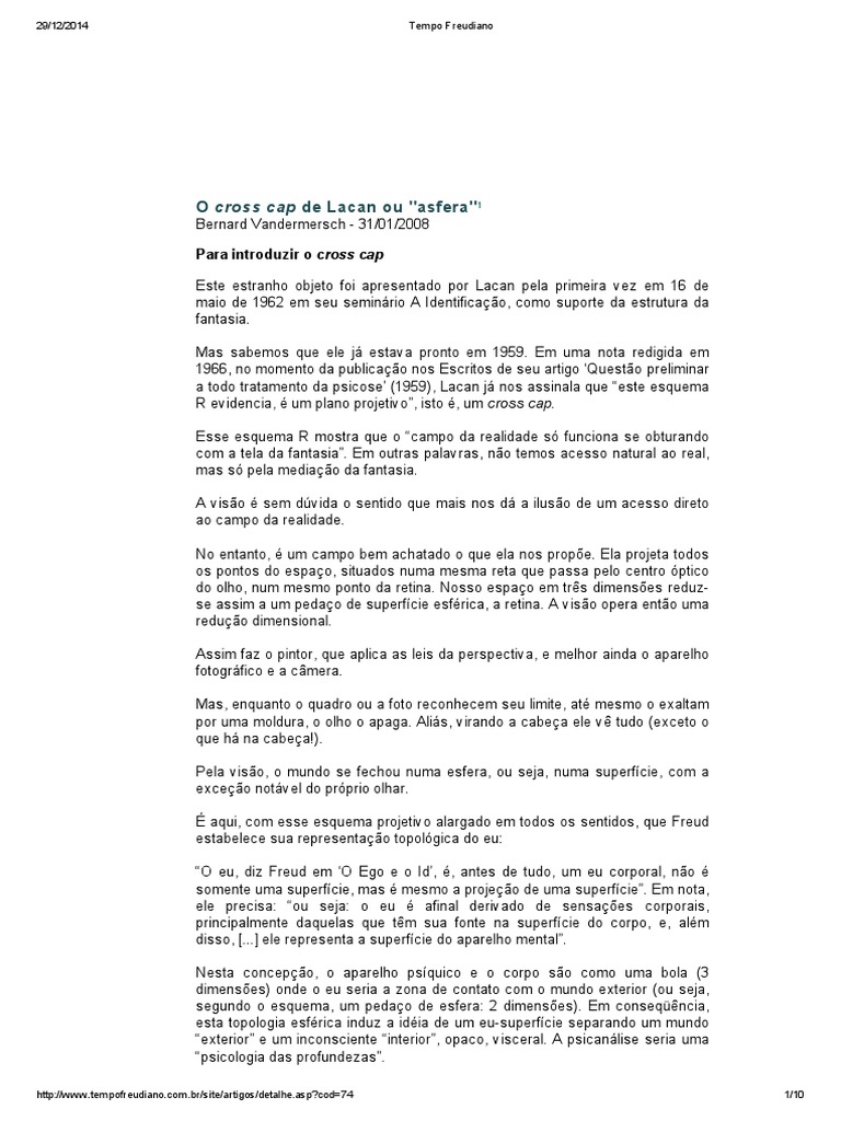 O Cross Cap de Lacan e a Fantasia | PDF | Jacques Lacan | Sigmund Freud