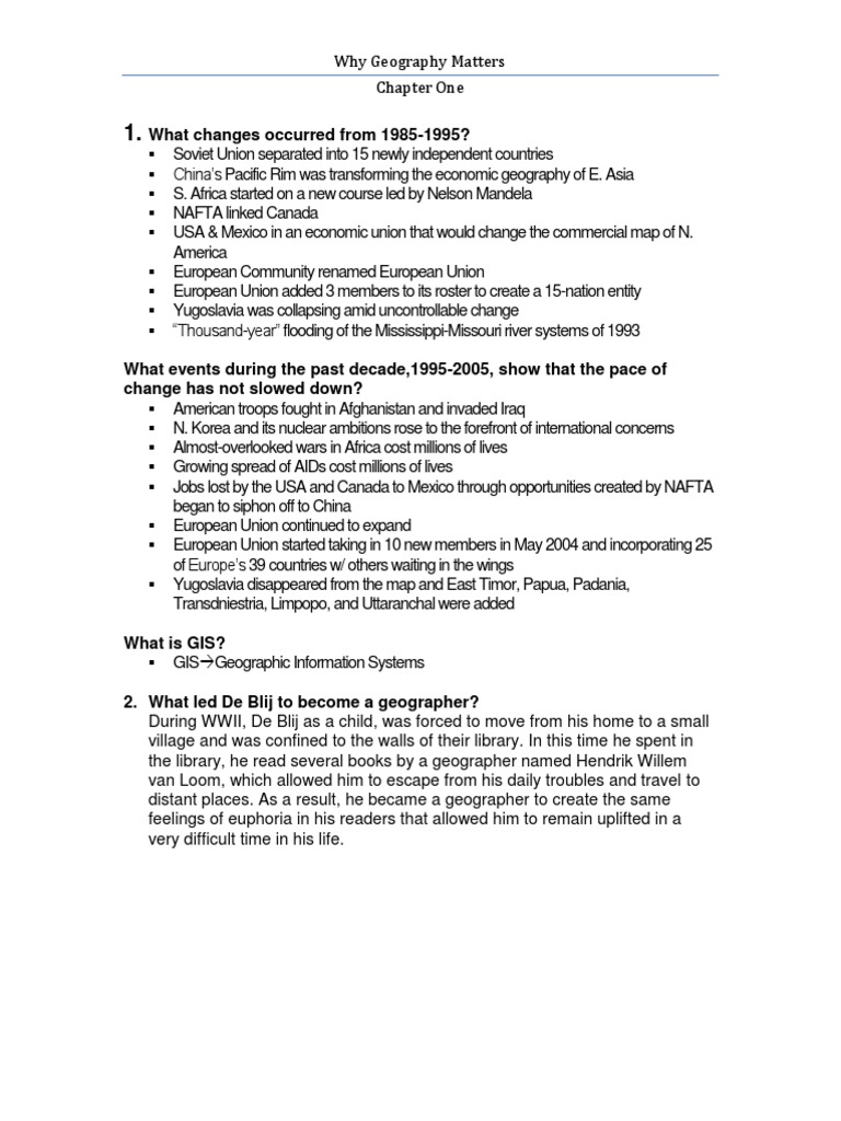 Key Global Changes in Geography 1985-2005 | PDF | Travel | History