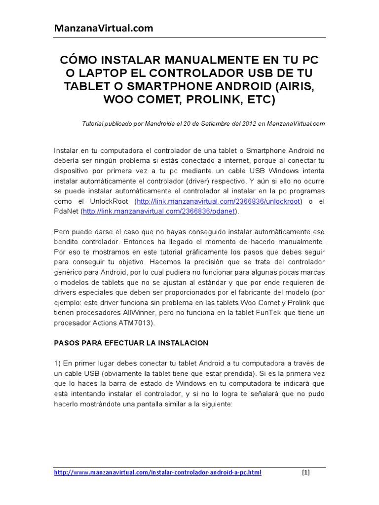 Instalar Driver USB Android en PC | PDF | Tableta | Microsoft Windows