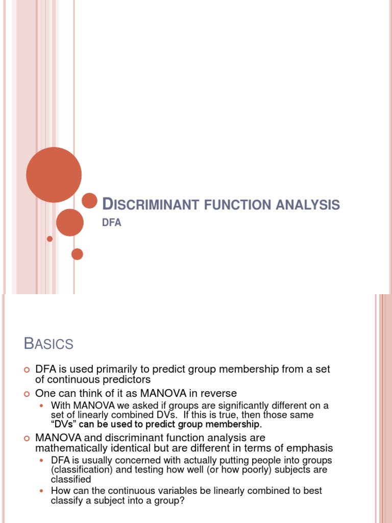 Discriminant Function Analysis | Statistical Classification | Cross ...