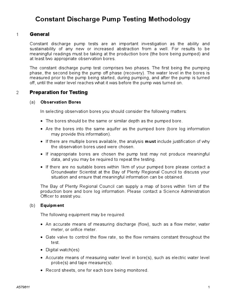 pump testing methodology - electronic.doc | Pump | Groundwater