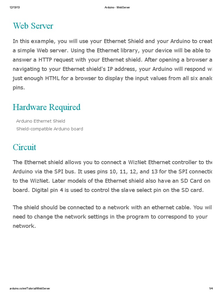 Arduino - WebServer | PDF | Web Server | Internet & Web