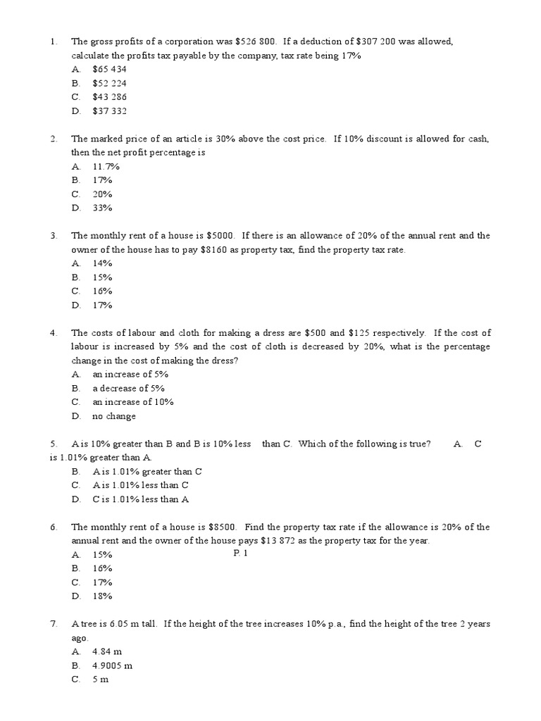 F3 MC Maths | Download Free PDF | Property Tax | Tax Rate