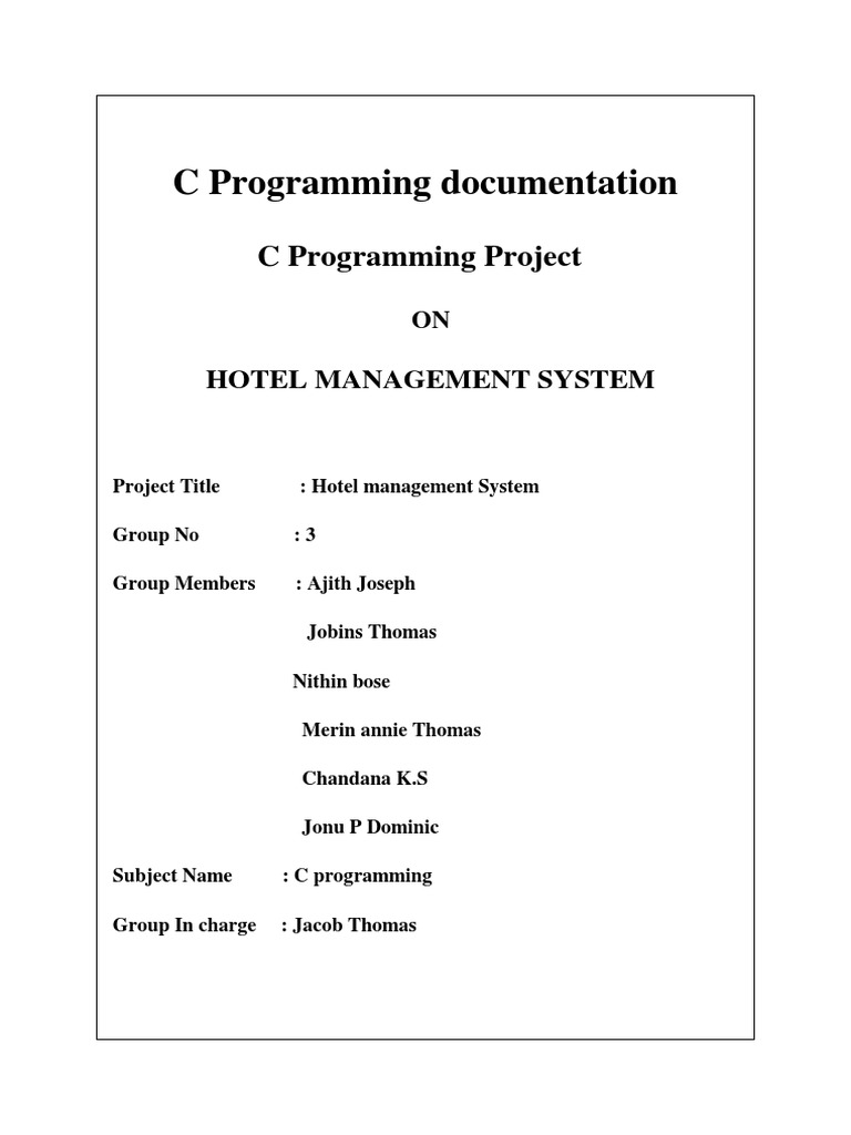 Hotel Management System in C | Download Free PDF | Computer Program ...
