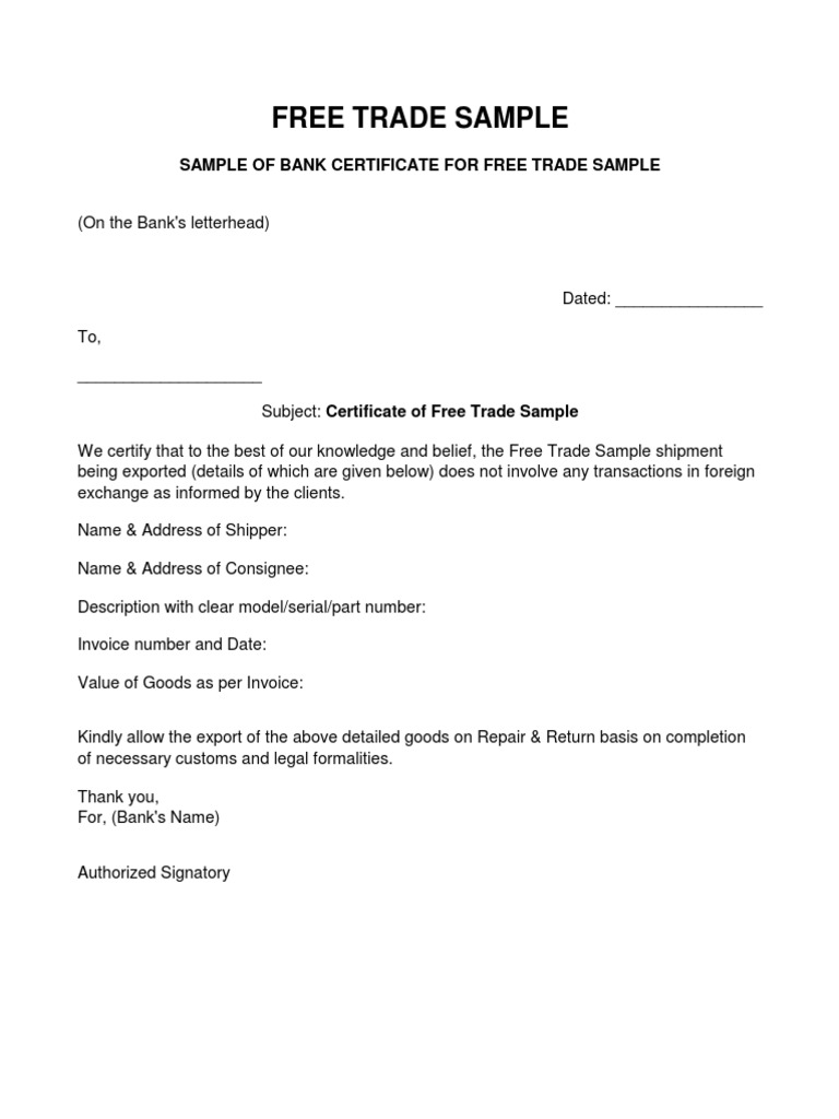 Free Trade Sample Doc | PDF | Invoice | Dangerous Goods