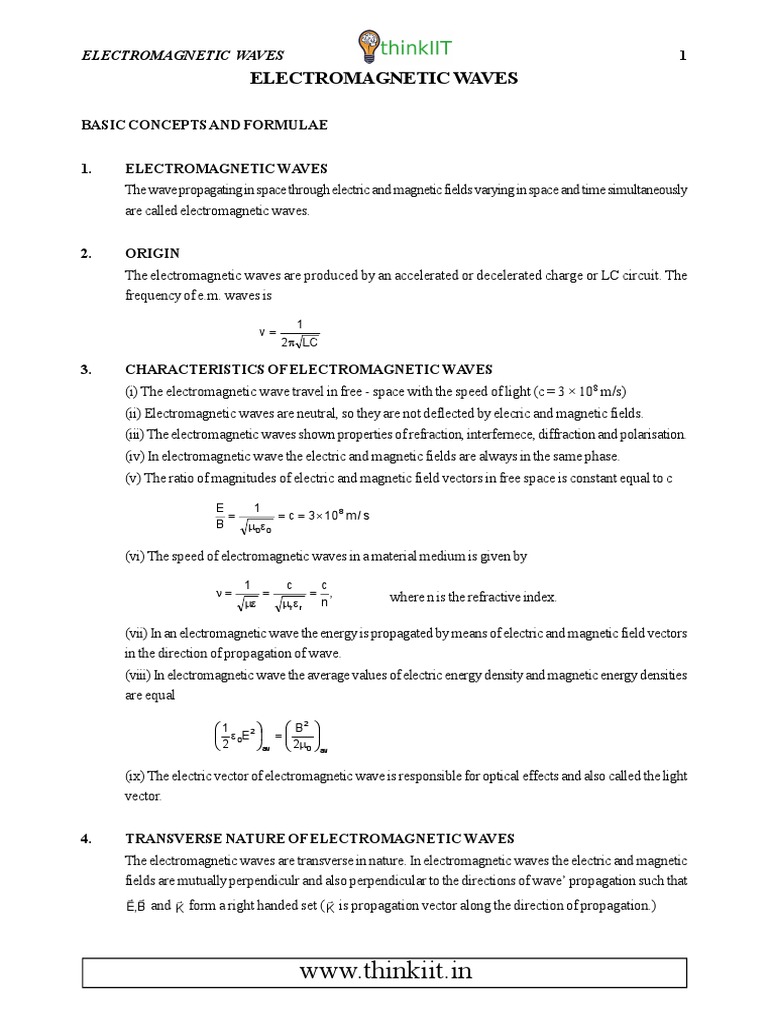 5_ Electromagnetic waves.pdf | Electromagnetic Radiation | Waves