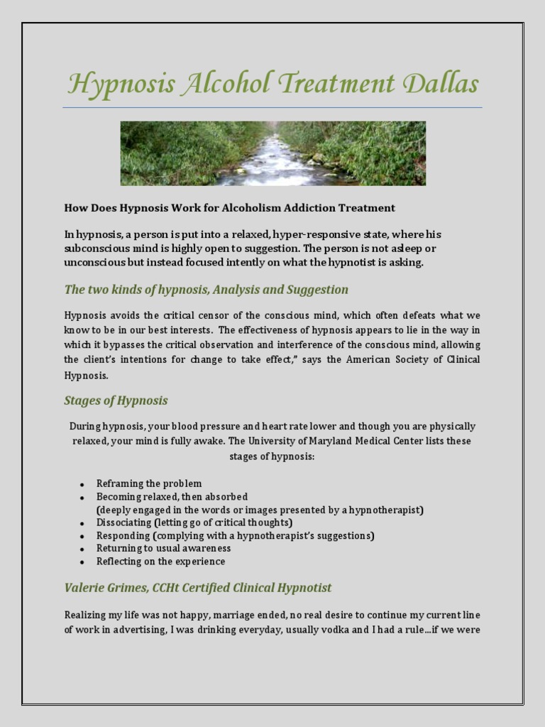 Hypnosis for Alcohol Cessation in Dallas | PDF | Substance Dependence ...