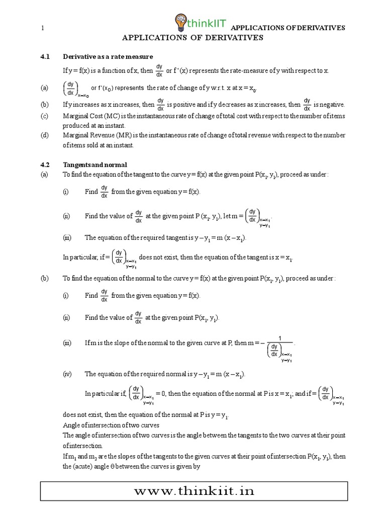 Derivatives: Rates, Tangents, Extrema | PDF | Maxima And Minima ...