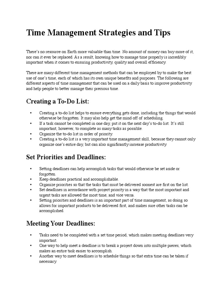 Time Management Strategies | Time Management | Cognition