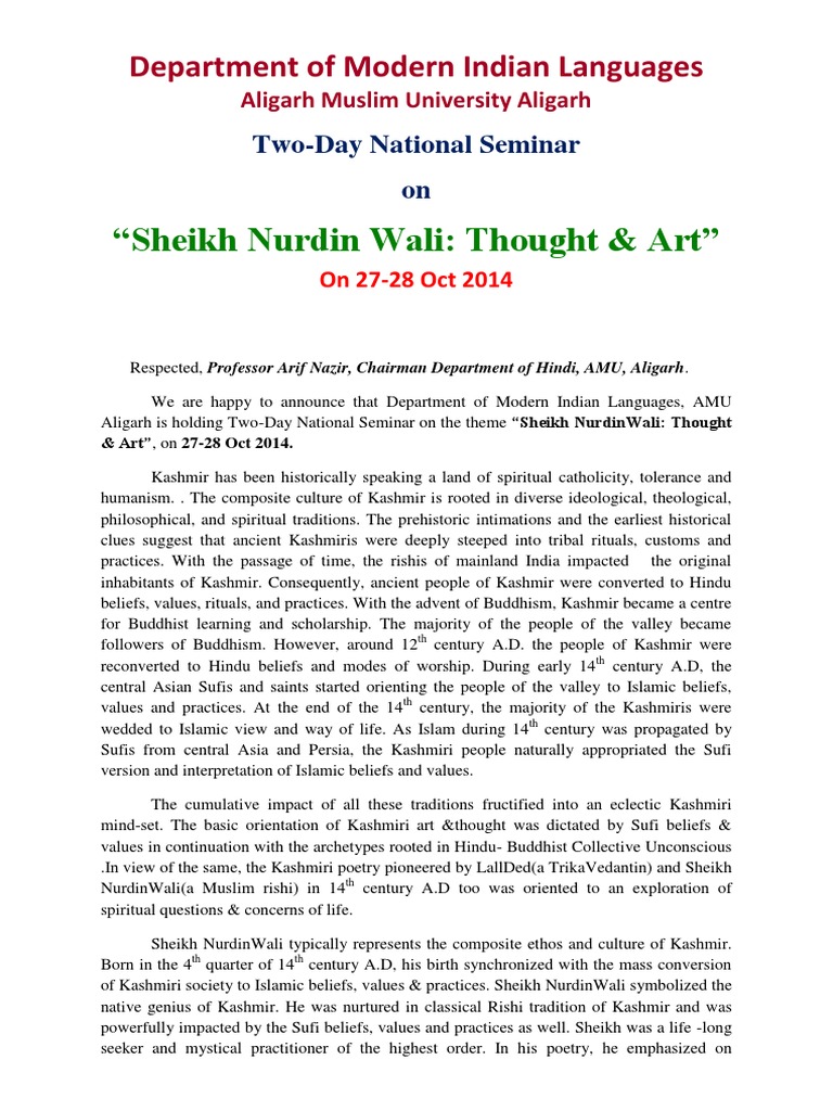 Sheikh Nurdin Wali Thought & Art | PDF | Kashmir | Sufism