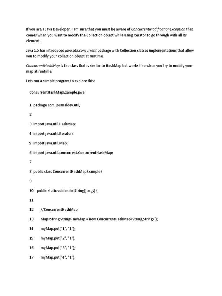 Concurrent Hash Map | PDF | Control Flow | Java (Programming Language)