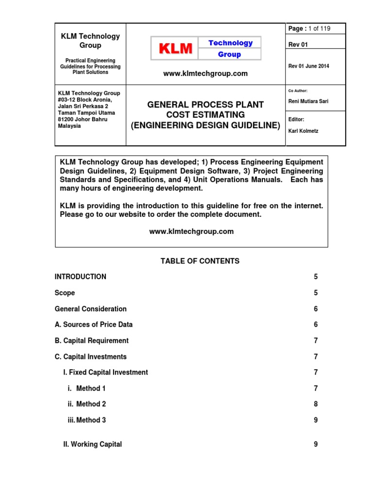 General Plant Cost Estimating | Download Free PDF | Engineering Design ...