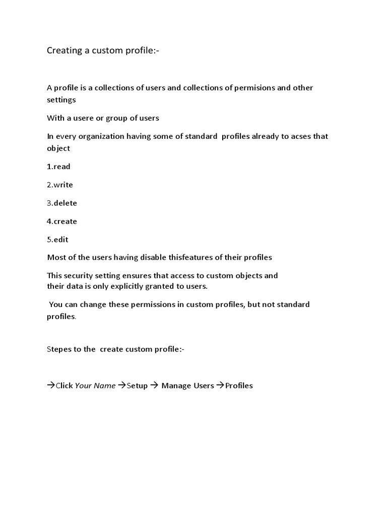 Creating Custom Profiles in Salesforce | PDF | Career & Growth | Business