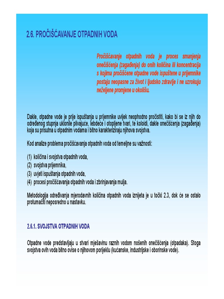 2.6. Prociscavanje Otpadnih Voda | PDF