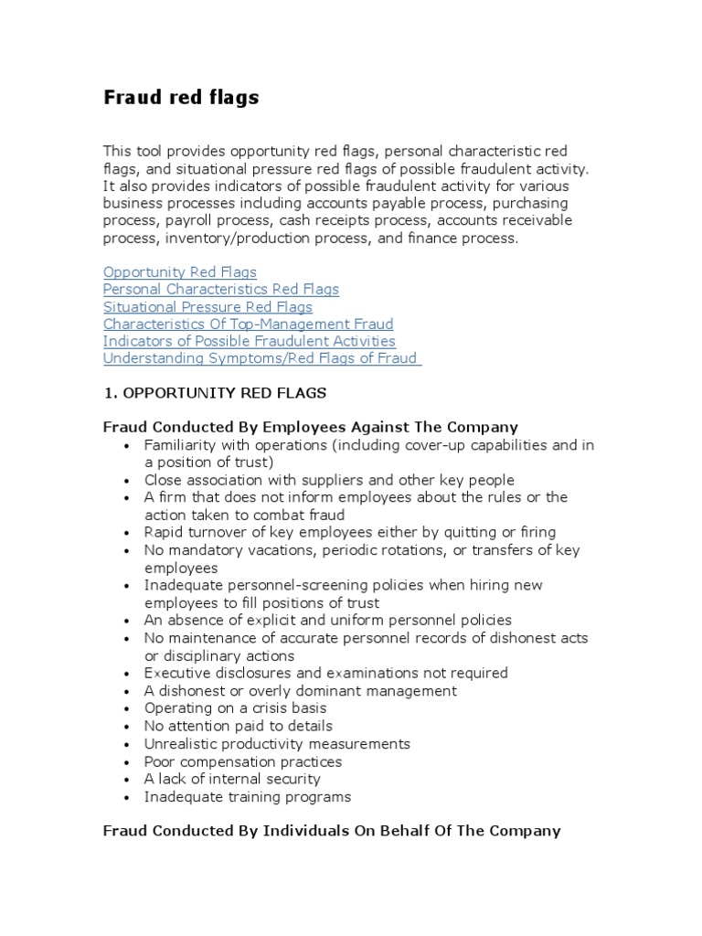 Fraud Red Flags | PDF