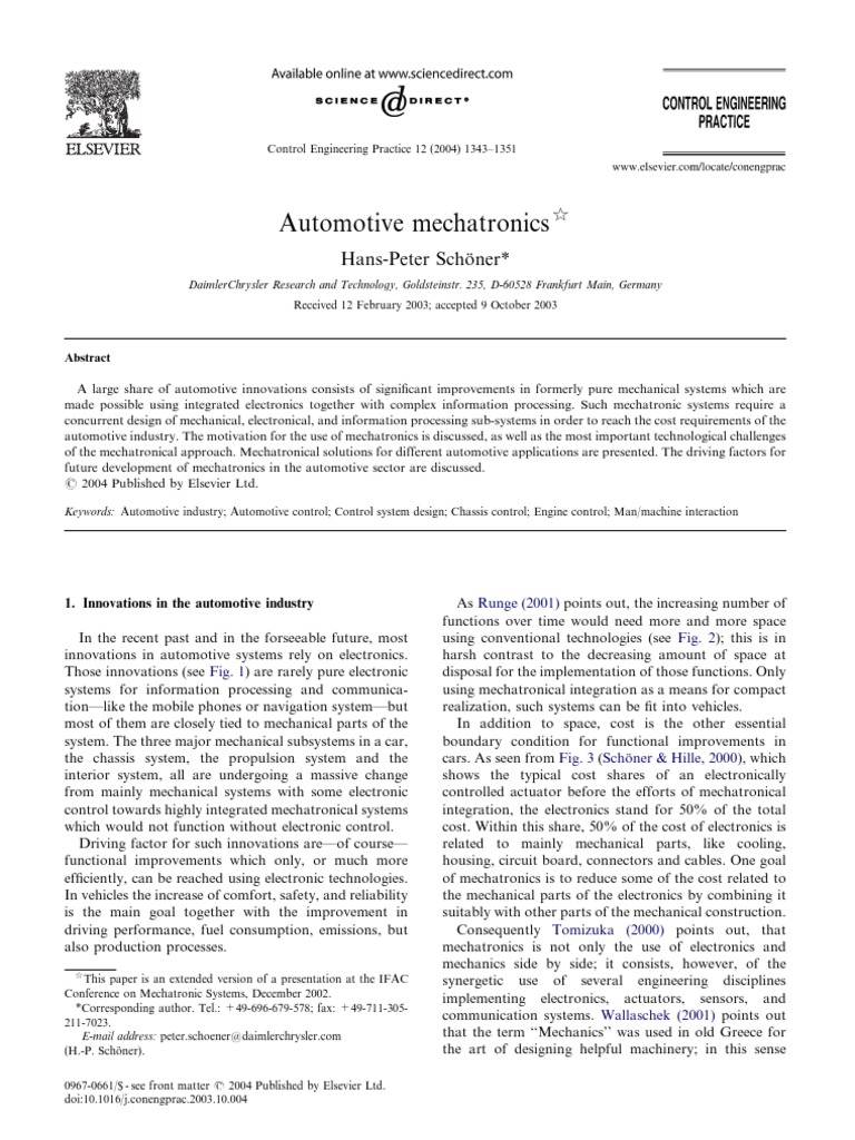 Automotive Mechatronics | PDF | Internal Combustion Engine | Actuator