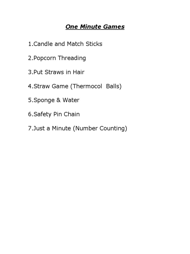 One Minute Games | PDF