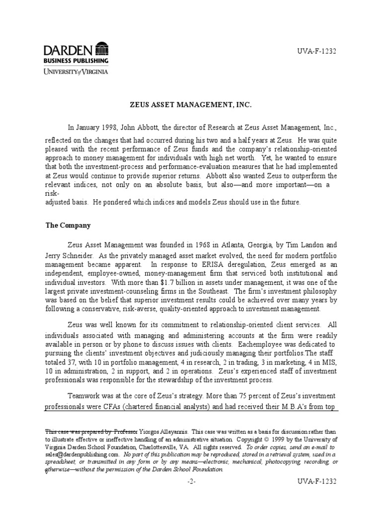 Zeus Asset Management Inc | PDF | Investor | Investment Management