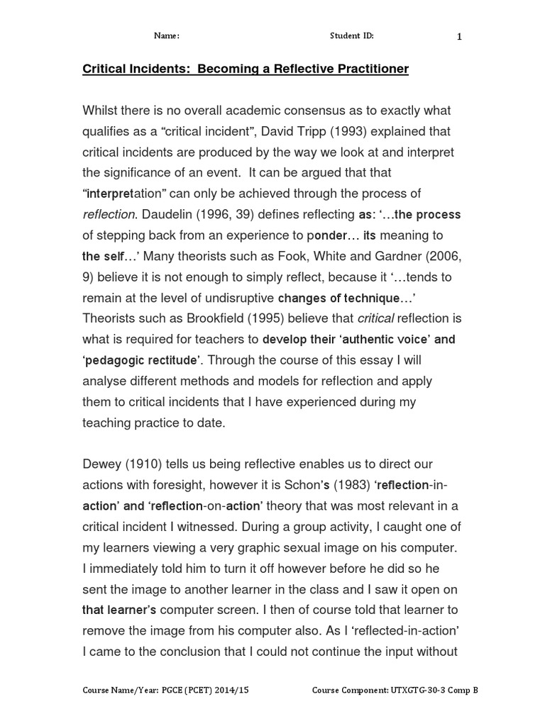 Critical Incidents: Becoming A Reflective Practitioner | PDF ...