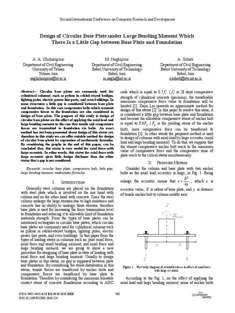 Design of Circular Base Plate Under Large Bending Moment | PDF ...