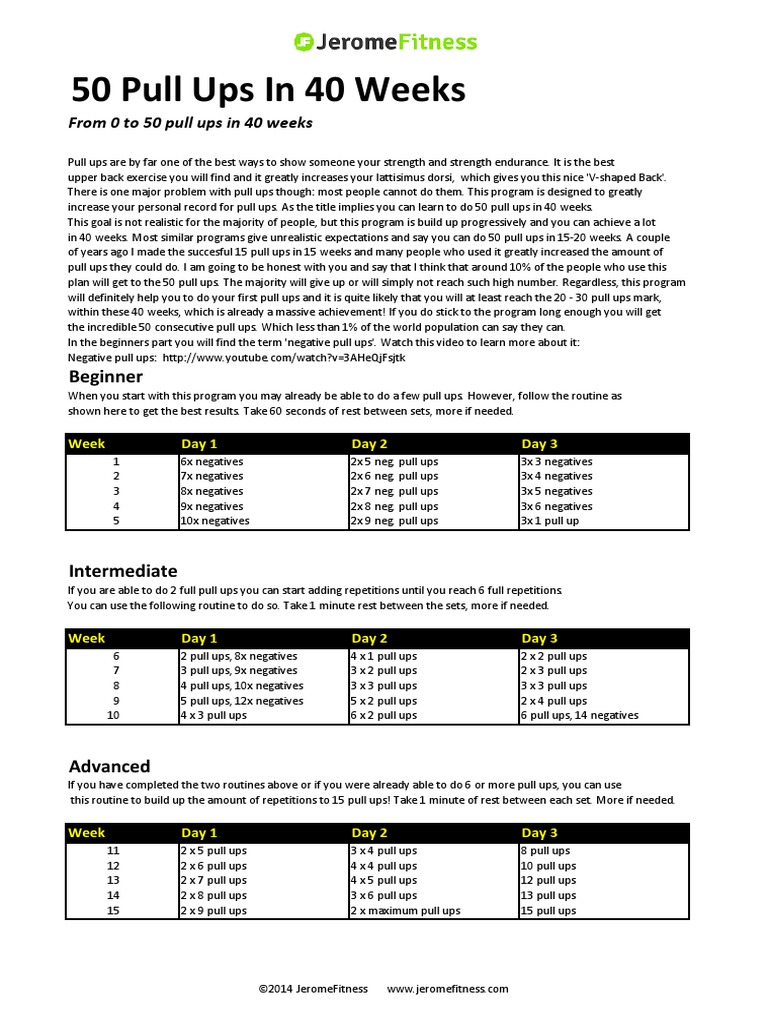 50 Pull Ups Program | PDF | Wellness | Medical