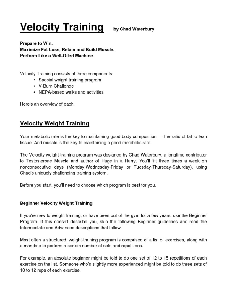 Velocity Training | PDF | Weight Training | Walking
