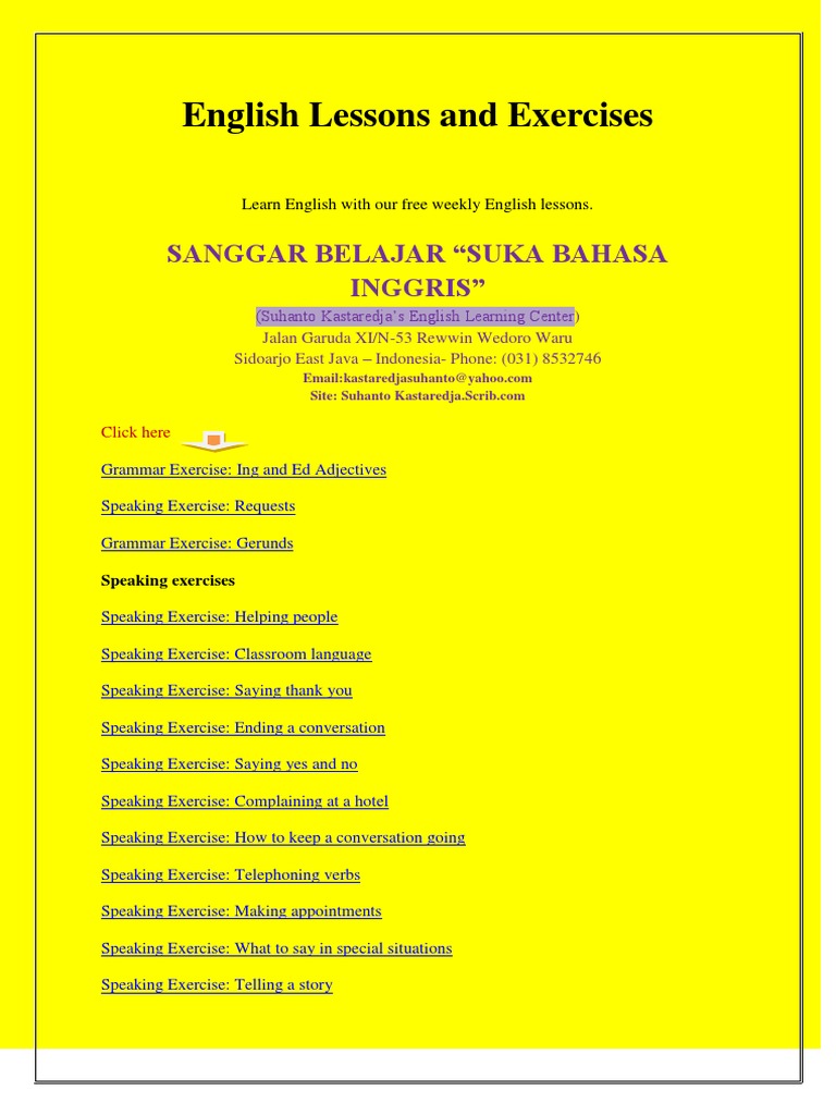 English Lessons and Exercises | PDF | English Language | Linguistics