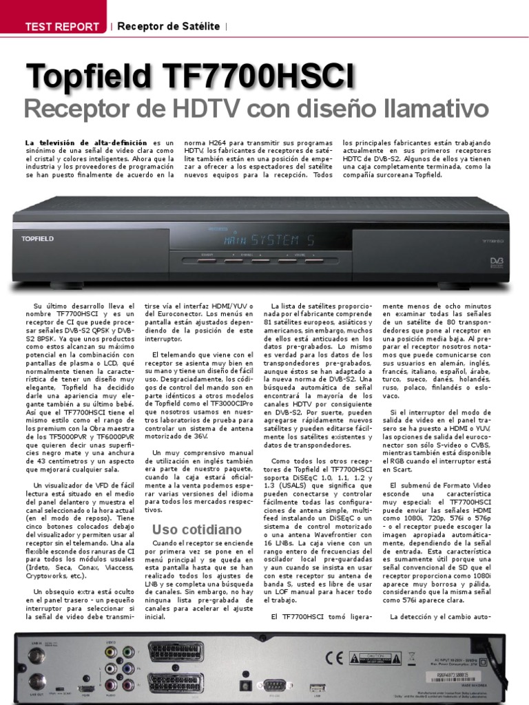 0703 Topfield | PDF | Televisión de alta definición | Hdmi