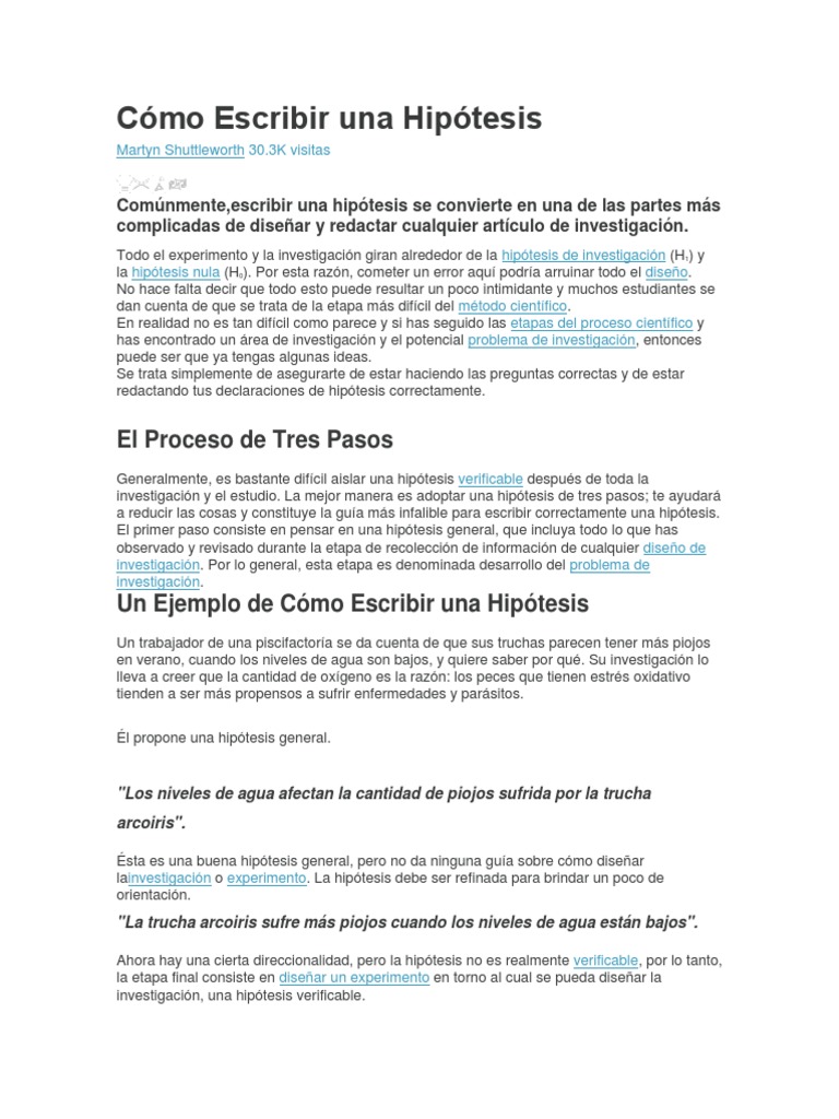 Cómo Escribir Una Hipótesis BLog | PDF | Red de computadoras | Hipótesis