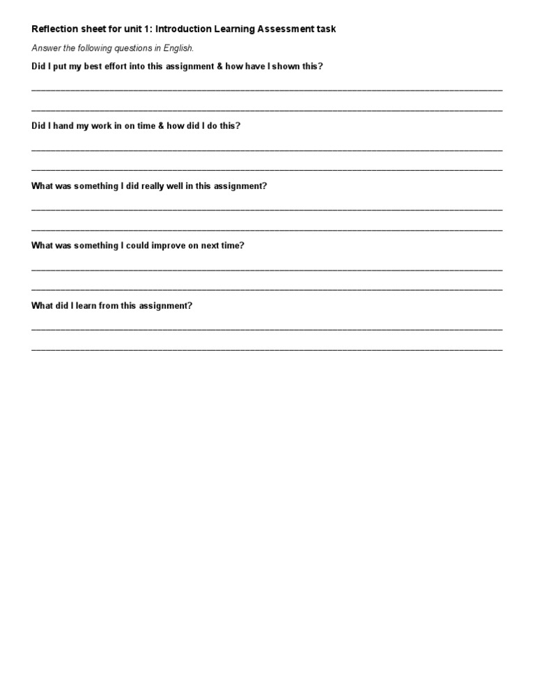 German - Yr7 - Unit 1 - Reflection | PDF