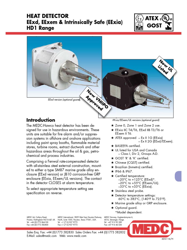 Heat Detector HD1 Range: Technical Specifications and Product ...