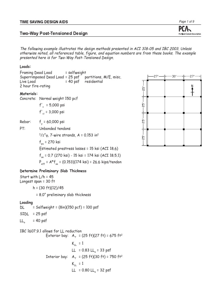 Post-Tensioned Slab Design Example | PDF | Science & Mathematics