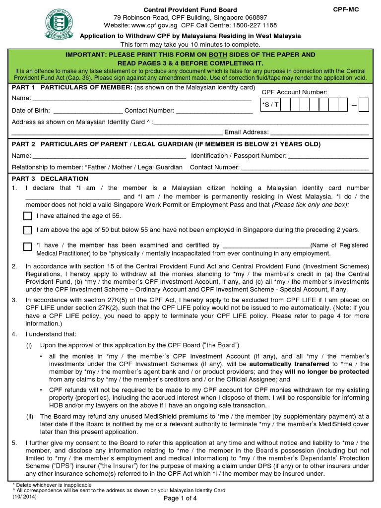 CPF Withdrawal for Malaysians in West Malaysia | PDF | Identity ...