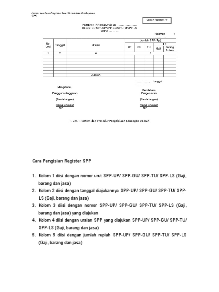 Format Dan Cara Pengisian Surat Permintaan Pembayaran (SPP) | PDF