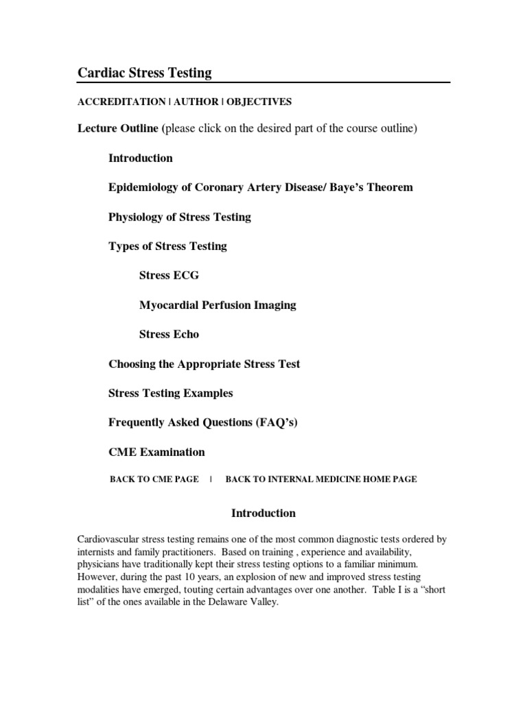Cardiac Stress Test | PDF | Echocardiography | Angina Pectoris