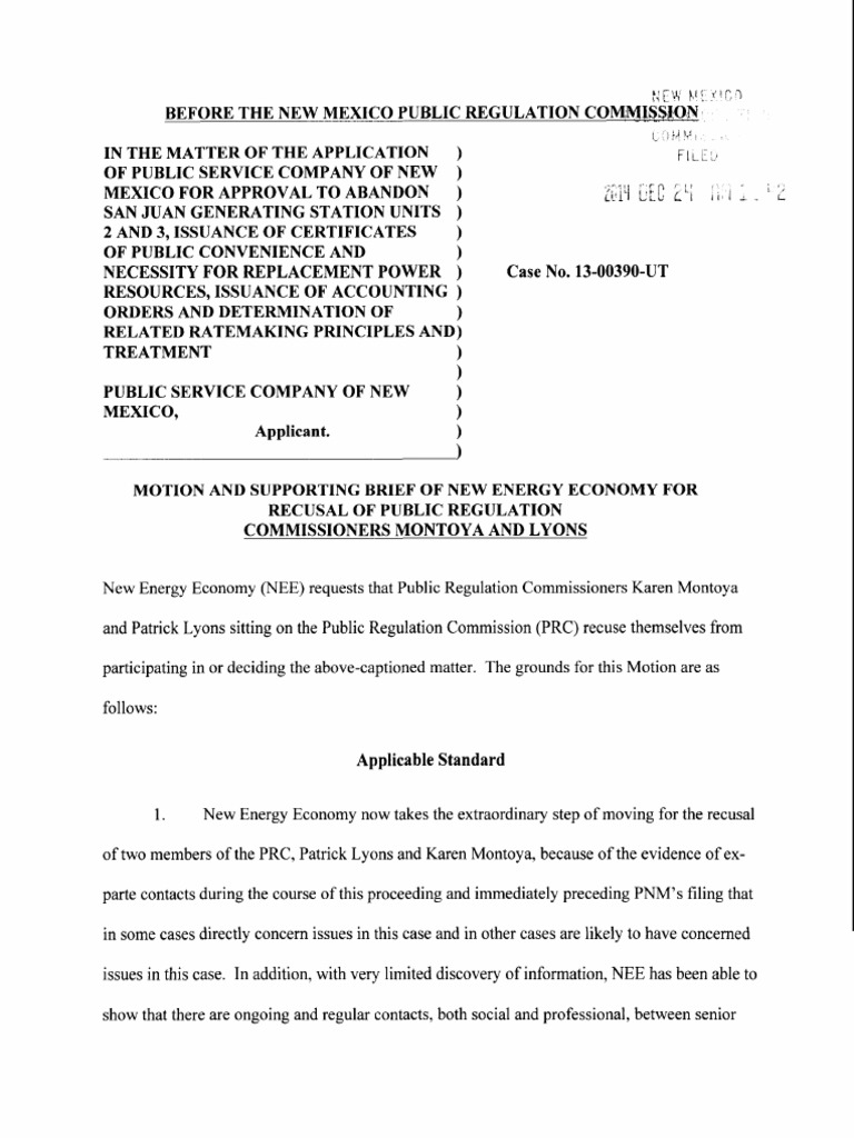 NM PRC Recusal Motion Re Montoya and Lyons 242 Pgs | PDF | Fourteenth ...