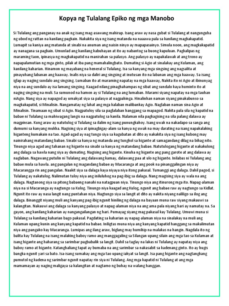 Epiko Filipino | PDF
