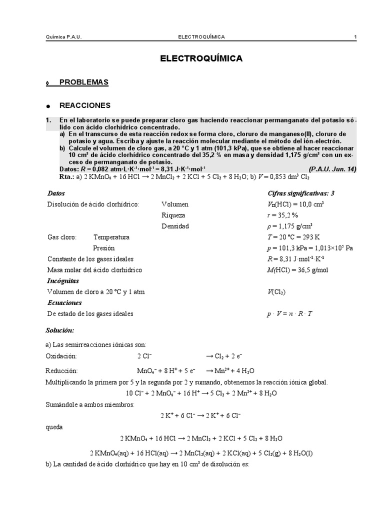 Redox Ejercicios Resueltos | PDF | Redox | Electroquímica