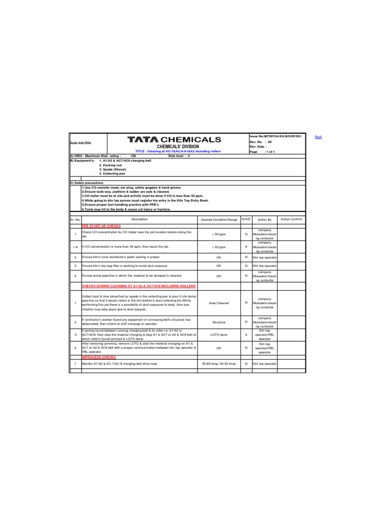 SOP Kiln | Download Free PDF | Personal Protective Equipment | Valve